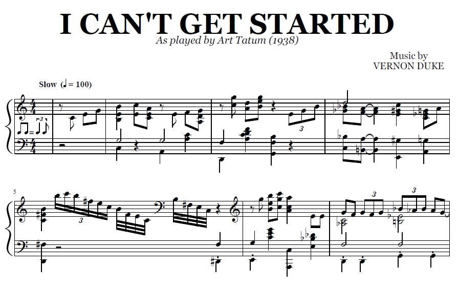 I Can't Get Started - Art Tatum (Sheet Music) | PDF Transcription