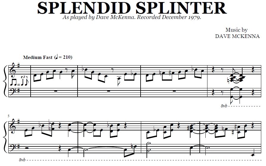 Splendid Splinter - Dave McKenna (Sheet Music) | PDF Transcription