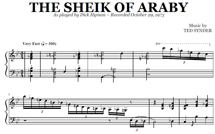 The Sheik Of Araby - Dick Hyman (Sheet Music) | PDF Transcription