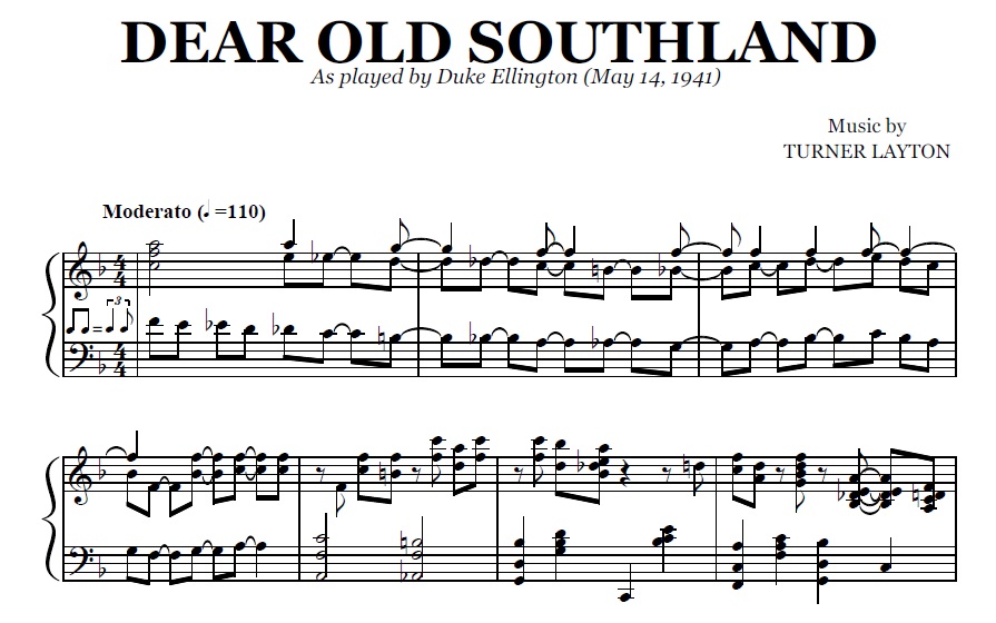 Dear Old Southland - Duke Ellington (Sheet Music) | PDF Transcription
