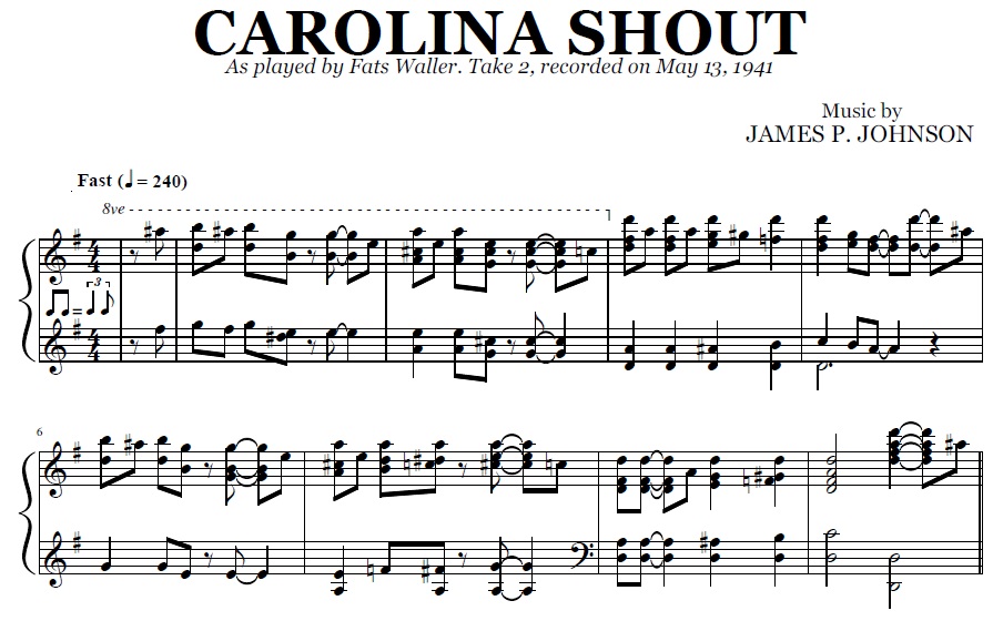 Carolina Shout (take 2) Fats Waller (Sheet Music) | PDF Transcription