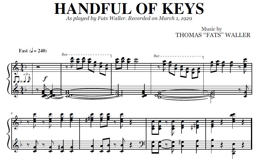 Handful Of Keys - Fats Waller (Sheet Music) | PDF Transcription