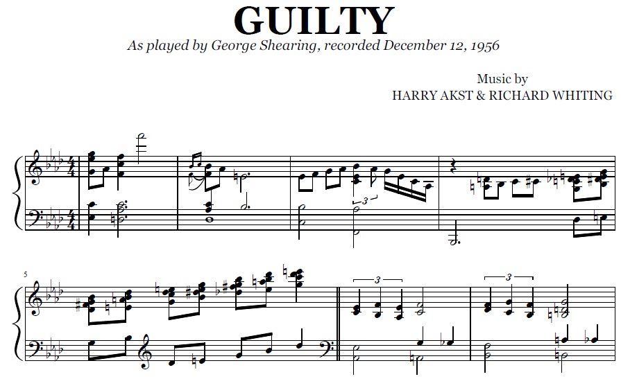 Guilty - George Shearing (Sheet Music) | PDF Transcription