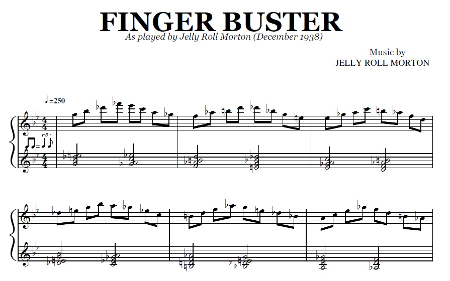 Finger Buster - Jelly Roll Morton (Sheet Music) | PDF Transcription