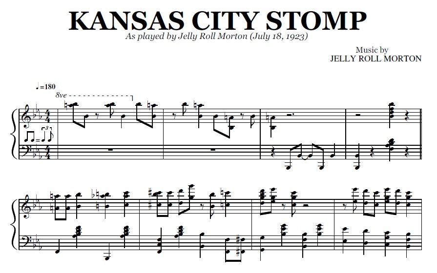 Kansas City Stomp - Jelly Roll Morton (Sheet Music) | PDF Transcription
