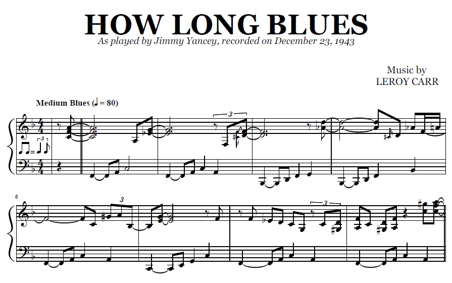 How Long Blues 2 - Jimmy Yancey (Sheet Music) | PDF Transcription