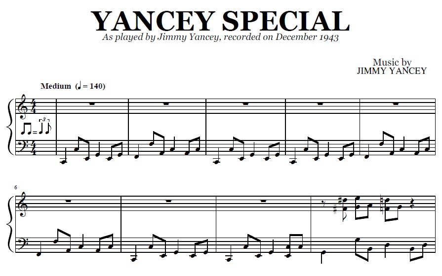 Yancey Special - Jimmy Yancey (Sheet Music) | PDF Transcription