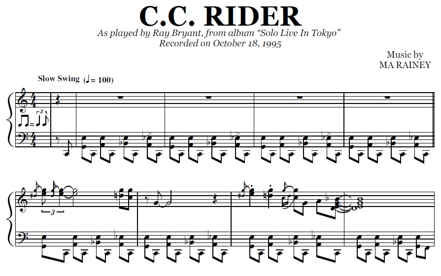 C.C. Rider - Ray Bryant (Sheet Music) | PDF Transcription