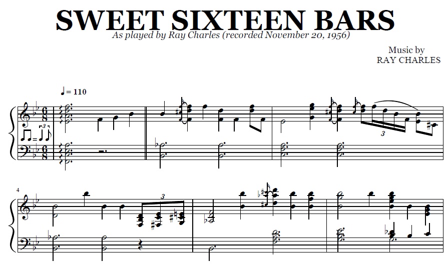 Sweet Sixteen Bar - Ray Charles (Sheet Music) | PDF Transcription