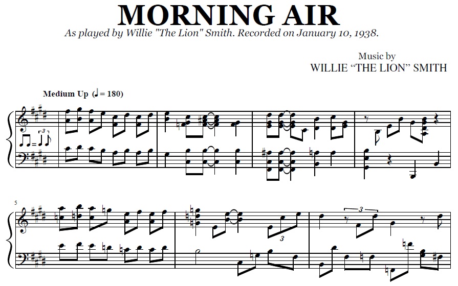 Morning Air - Willie "The Lion" Smith (Sheet Music) | PDF Transcription